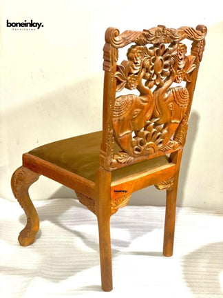 “Elephant Elegance Hand-Carved Dining Chair” – Bone Inlay Furnitures