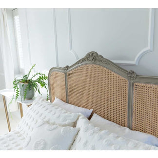 "Elegant Hand-Carved Rattan Luxury Bed" – Bone Inlay Furnitures