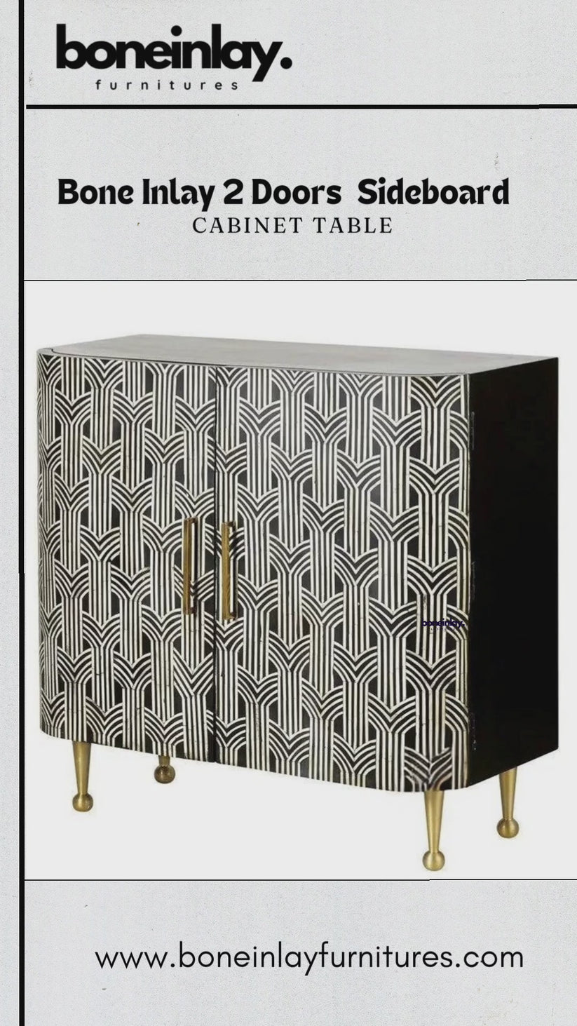 "Handmade Vintage Bone Inlay Two-Door Cabinet" – Bone Inlay Furnitures