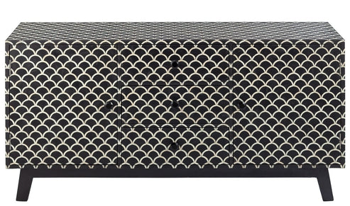 Handmade Bone Inlay Fish-scale Scalloped Sideboard in Black Color Cred ...