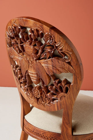 "Introducing our Hand Carved Queen Bee Dining Chair - Indian Wood ...